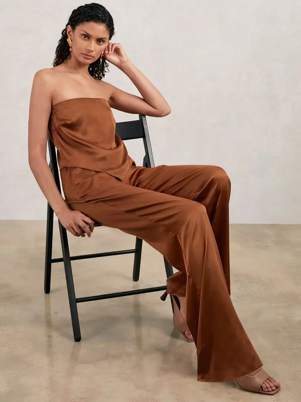 Good American Satin Wide-leg Trousers