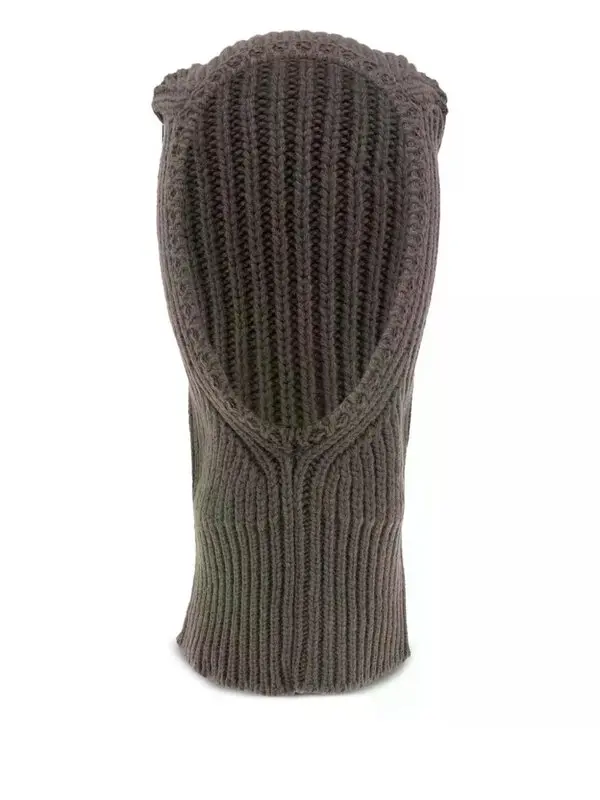 Rick Owens Ribbed Wool Balaclava - Neutrals