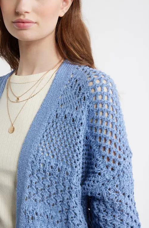 Treasure & Bond Openwork Cotton Cardigan - Blue Beyond