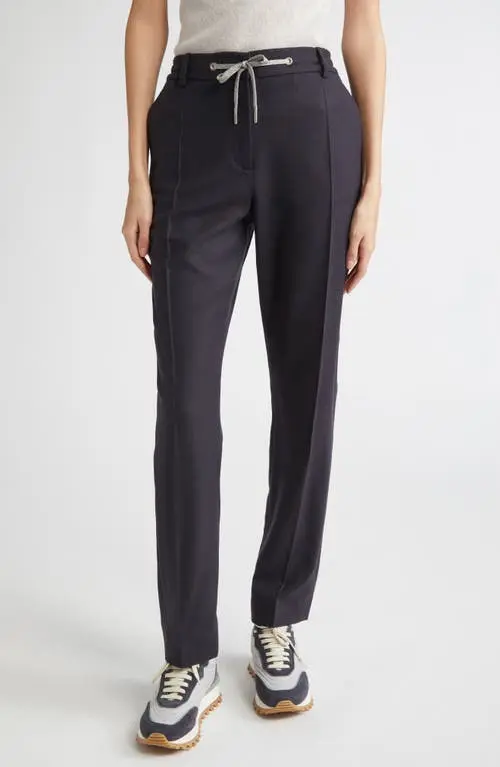 Eleventy Stretch Wool Flannel Slim Leg Trousers