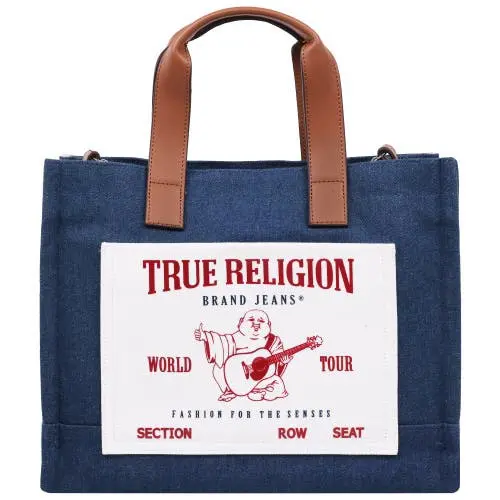 True Religion Buddha Pocket Tote - Medium Blue