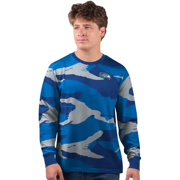 STARTER Gray Seattle Seahawks Thursday Night Gridiron Vintage Logo Long Sleeve T-shirt - Royal