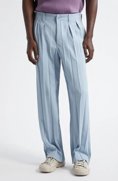 Issey Miyake Edge Ensemble Pleated Straight-leg Pants - Blue