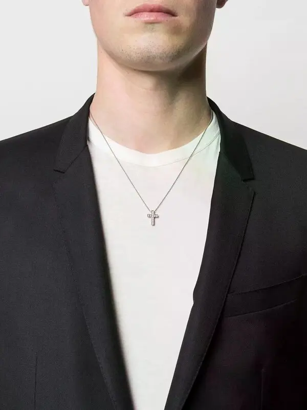 Dsquared2 Sterling Crystal Embellished Cross Pendant Necklace