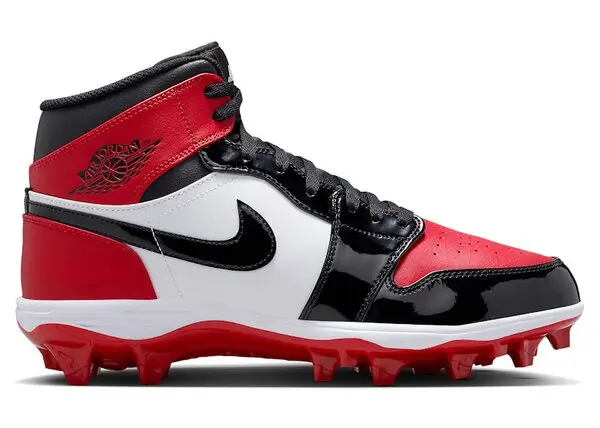 JORDAN 1 Mid Td Cleat - Gym Red/white/black