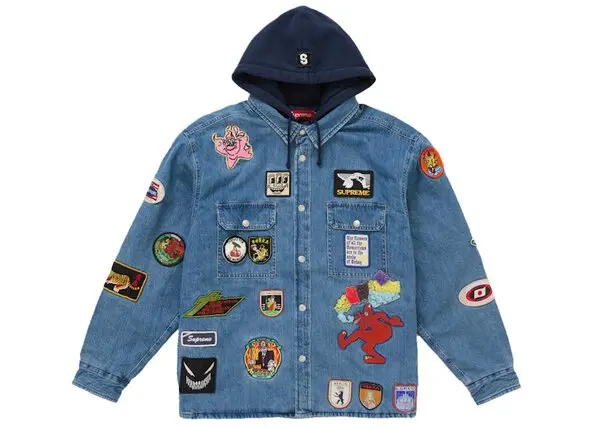 Supreme Patches Hooded Zip Up Shirt