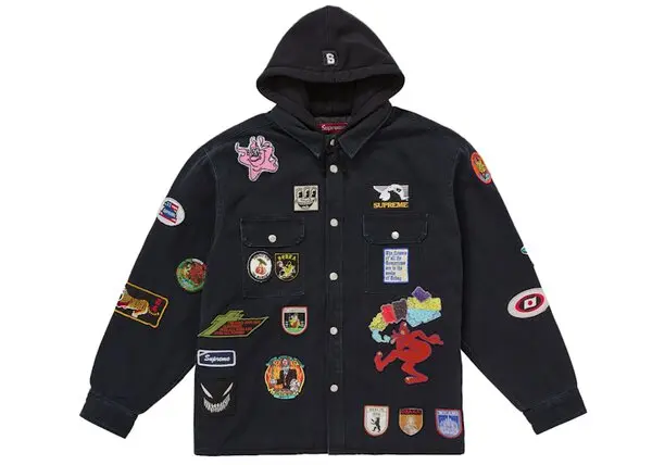 Supreme Patches Hooded Zip Up Shirt