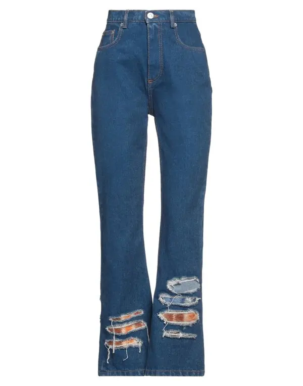 Marni Boot-cut Jeans In Cotton, Mohair Wool, Polyamide, Wool, And Cow Leather