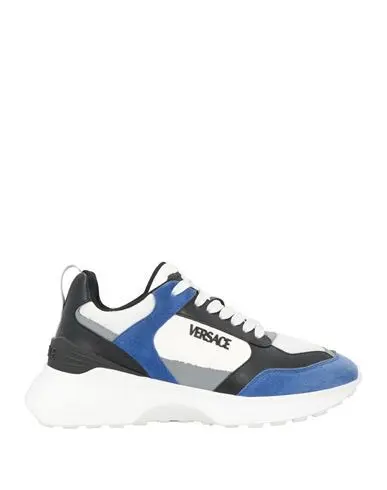 Versace Calfskin And Textile Fiber Low-top Sneakers