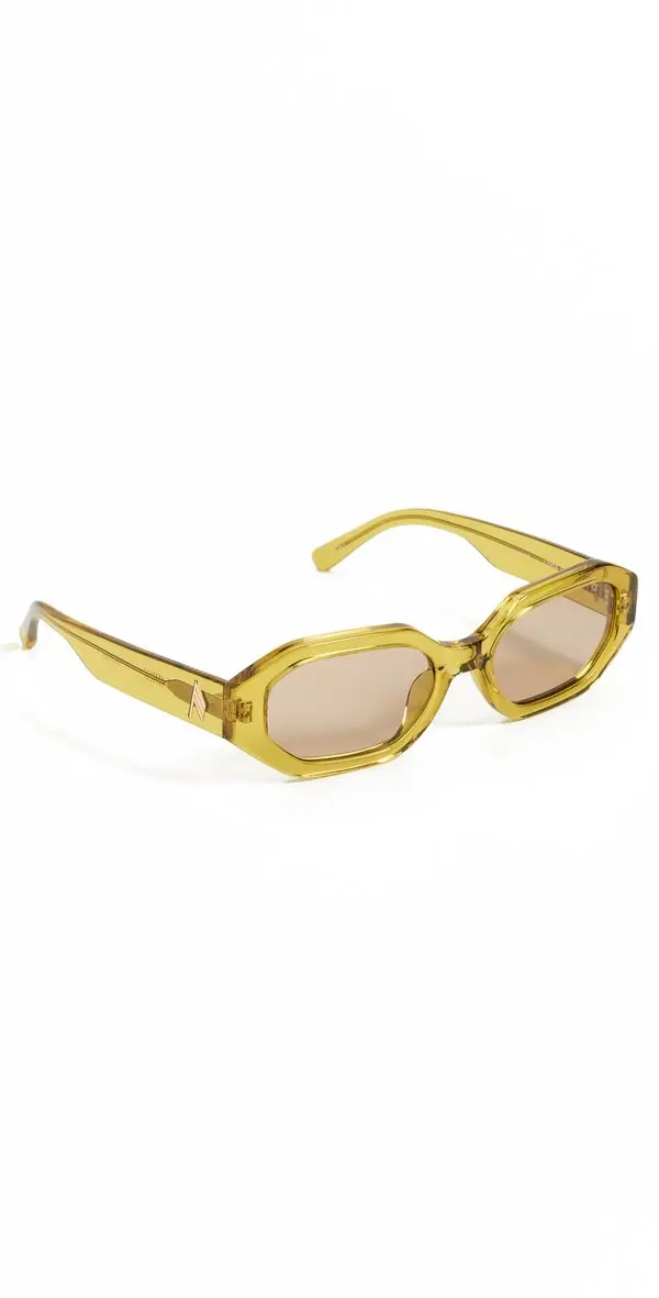 Attico Irene Rectangle Sunglasses - Mustard/yellow Gold/camel