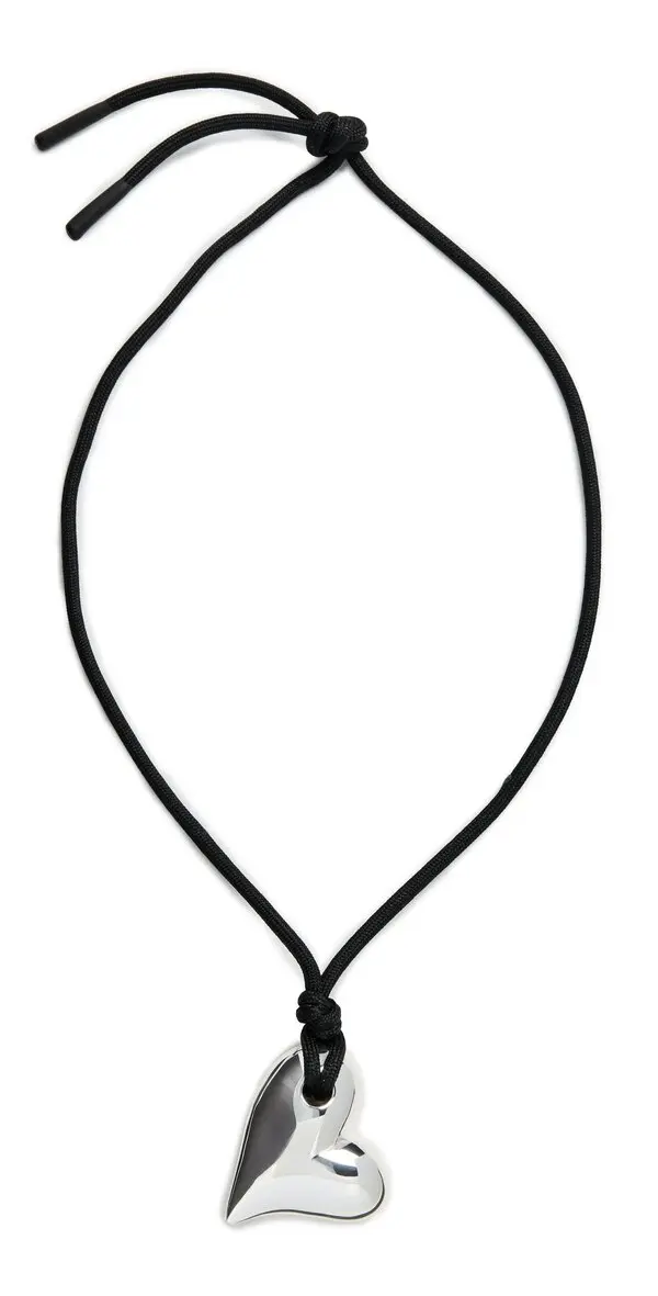 Jenny Bird Art Heart Pendant Necklace - Silver/black