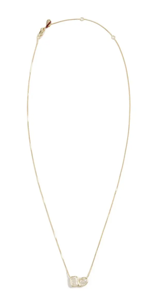 Shashi Bezel Pear And Cushion Necklace - Gold