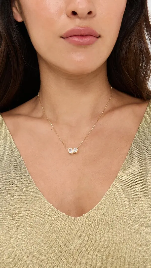 Shashi Bezel Pear And Cushion Necklace