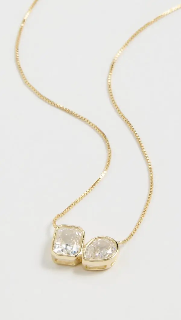 Shashi Bezel Pear And Cushion Necklace