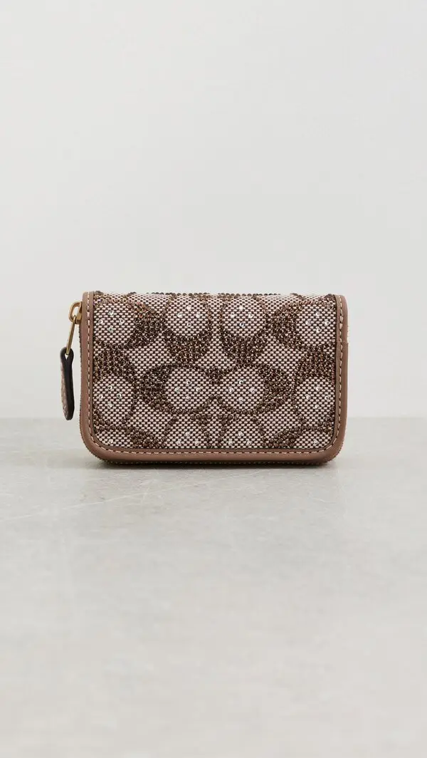 COACH Crystal Signature Jacquard Essential Small Card Case - B4/mushroom