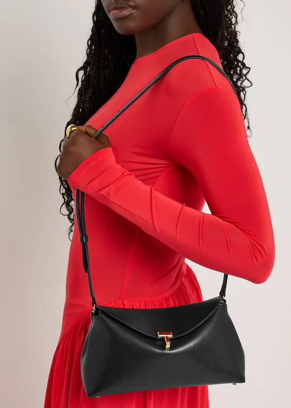TOTEME T-lock Leather Clutch - Black