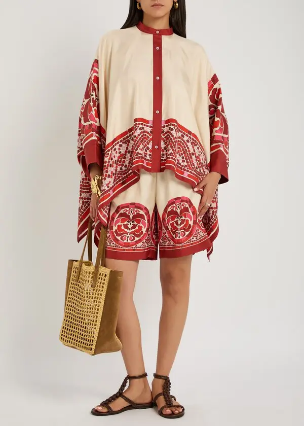 La DoubleJ Palazzo Printed Silk-twill Shorts