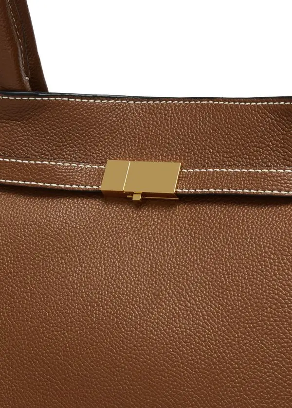 DEMELLIER Grained Leather Tote - Tan
