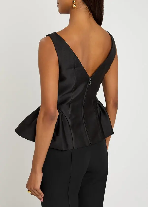 Roland Mouret Gathered Taffeta Top - Black