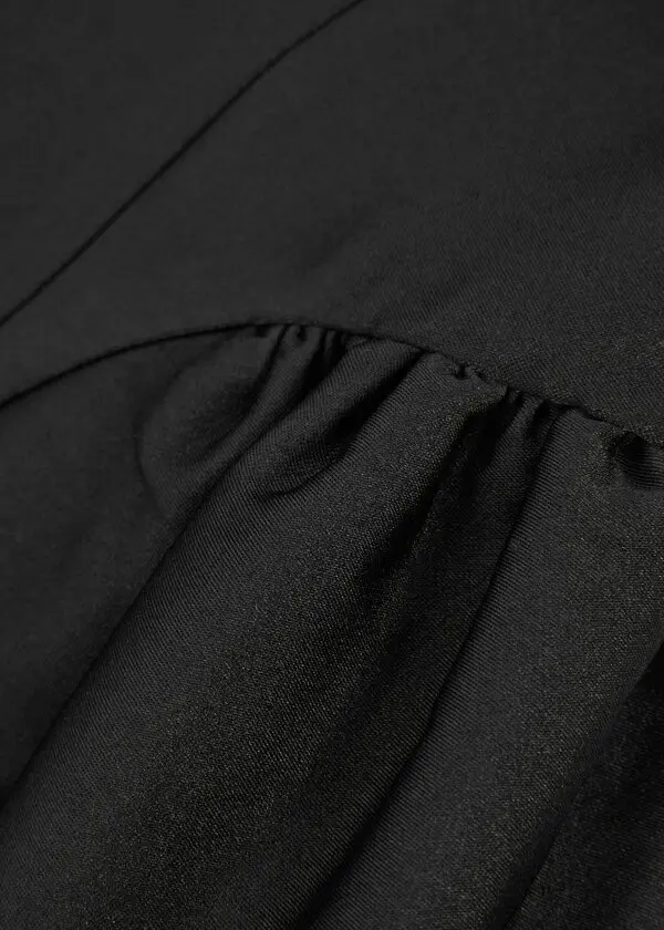 Roland Mouret Gathered Taffeta Top - Black