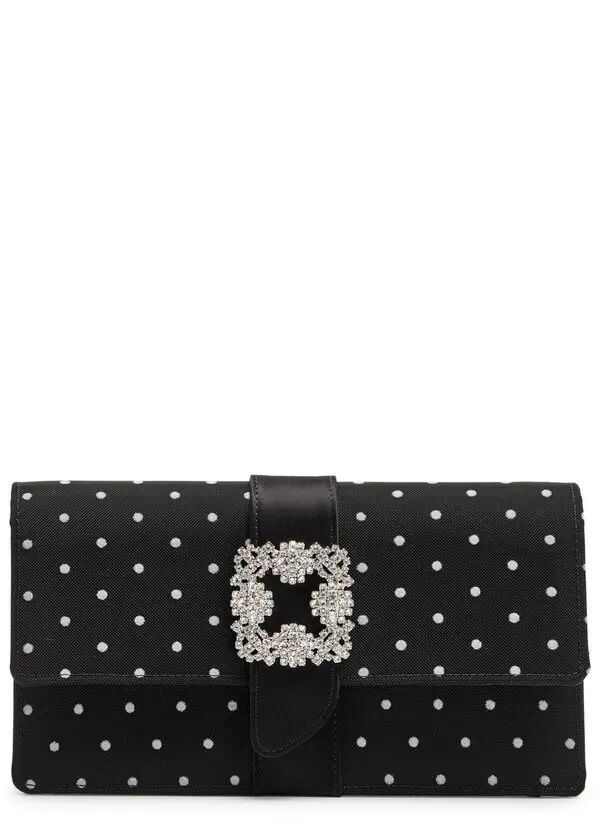 Manolo Blahnik Capri Polka Dot Clutch - Black