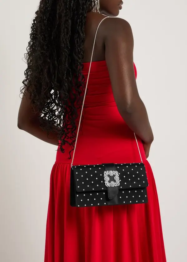 Manolo Blahnik Capri Polka Dot Clutch - Black