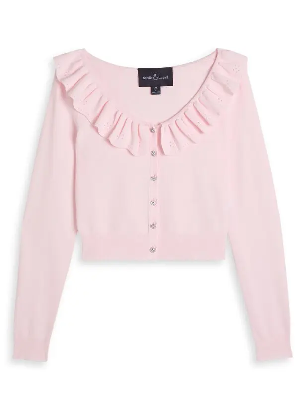 NEEDLE & THREAD Pointelle Stretch-knit Cardigan - Pink