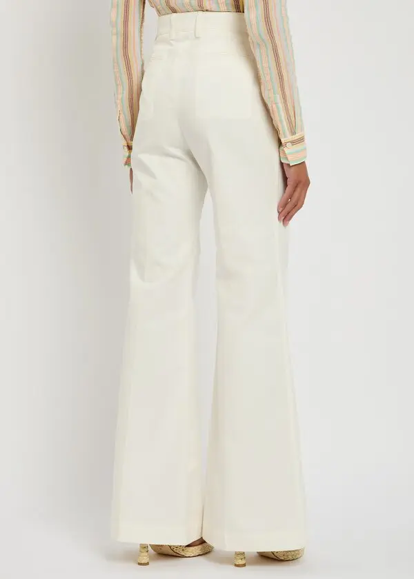 Chloé Flared-leg Cotton-canvas Trousers - White