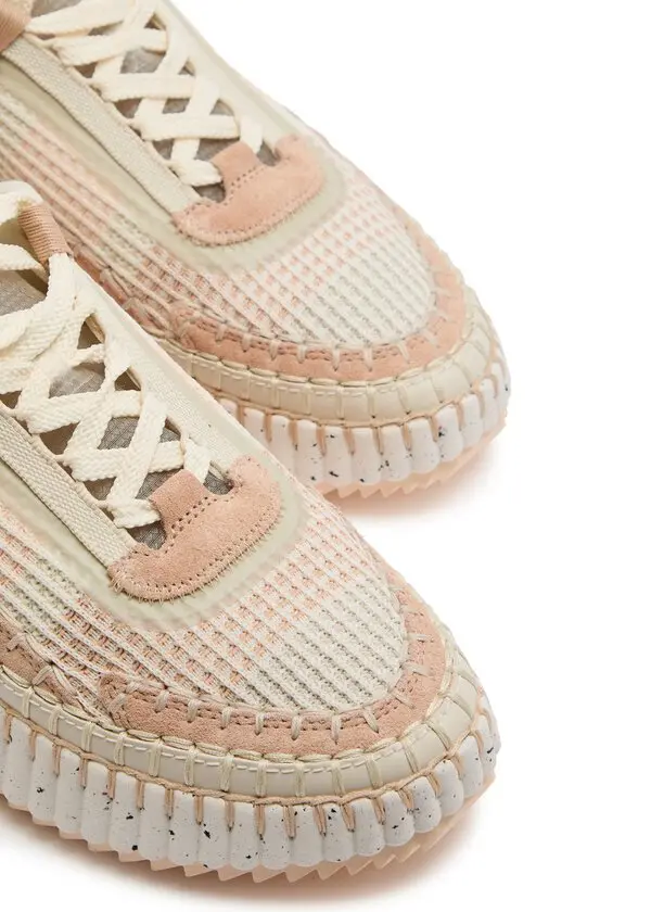 Chloé Panelled Knit Sneakers - Pink