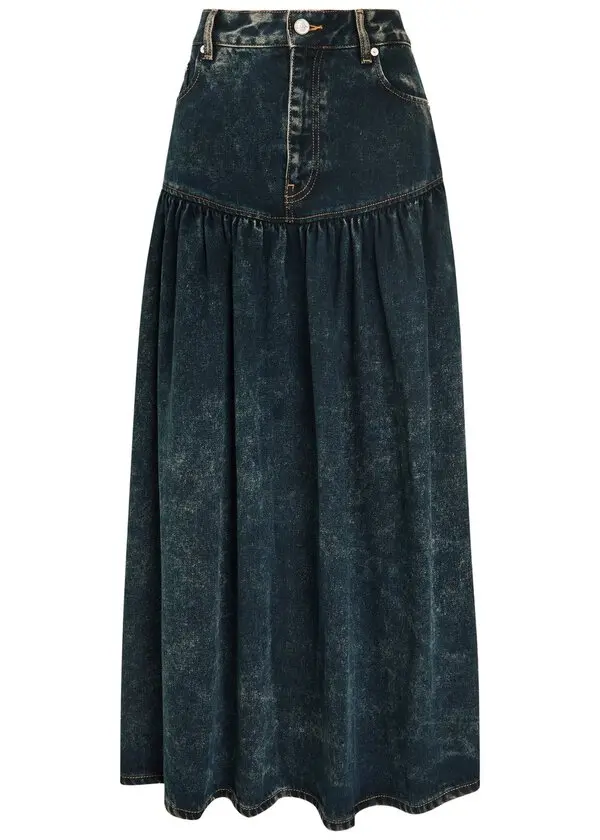 GANNI Denim Maxi Skirt - Black