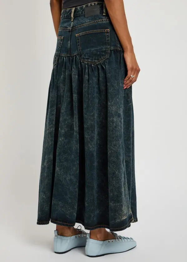 GANNI Denim Maxi Skirt - Black