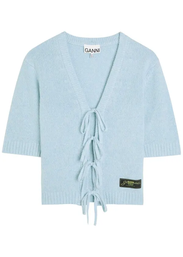 GANNI Future Wool-blend Cardigan - Blue