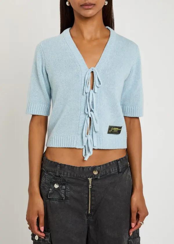 GANNI Future Wool-blend Cardigan - Blue