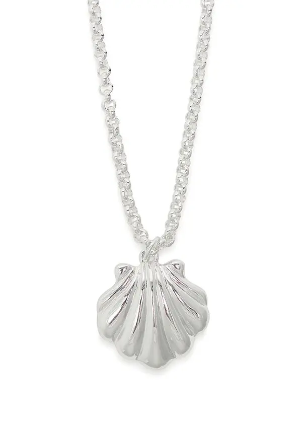 Timeless Pearly Shell Pendant Sterling Necklace - Silver