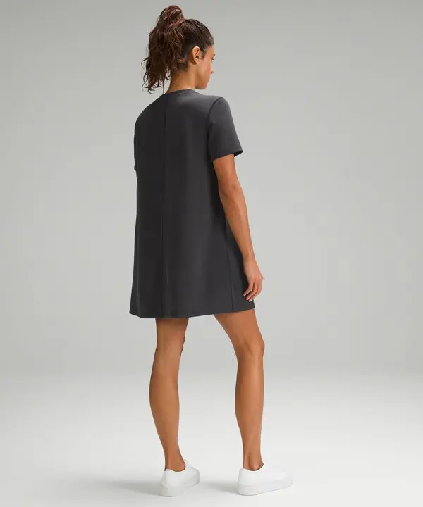 Lululemon Ribbed Softstreme T-Shirt Dress - Black | Editorialist