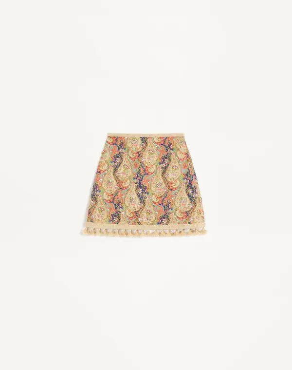 Valentino Garavani Embroidered Paisley Print Short Skirt - Multicolour