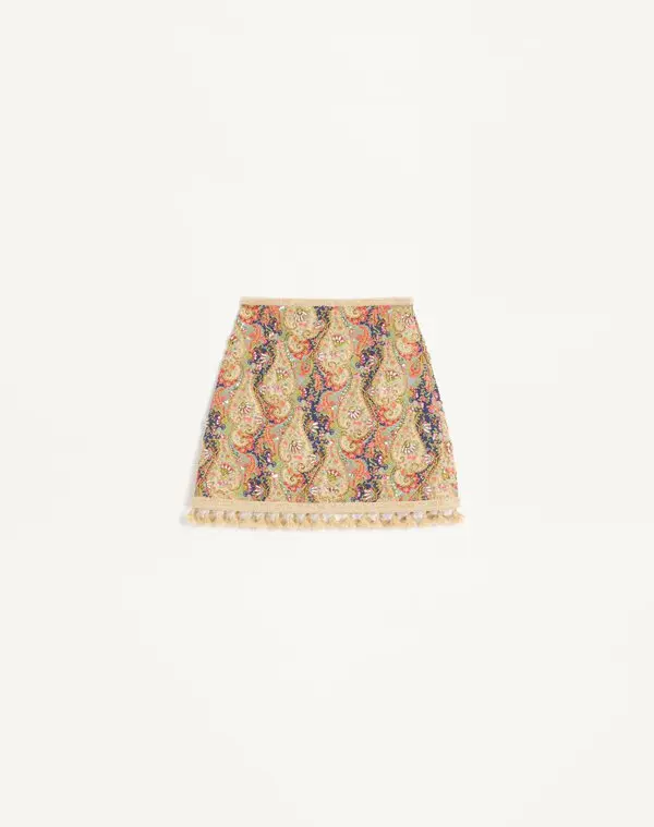 Valentino Garavani Embroidered Paisley Print Short Skirt - Multicolour