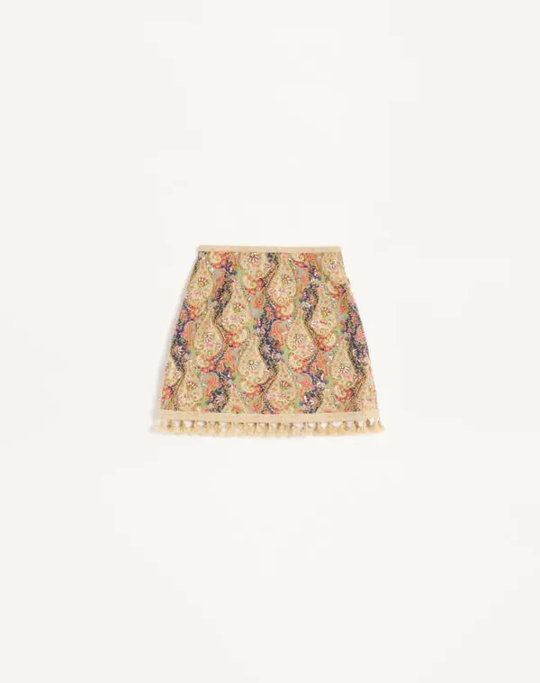 Valentino Garavani Embroidered Paisley Print Short Skirt