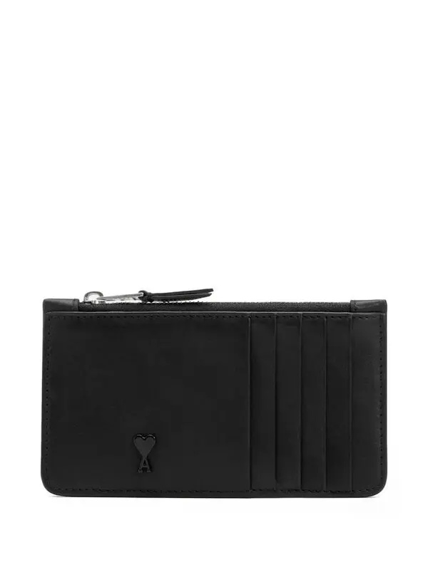 Ami De Coeur Leather Zipped Cardholder - Black