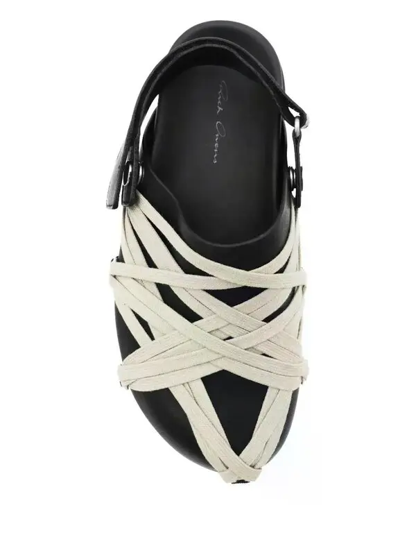 Rick Owens Leather Strap Crisscross Loafers
