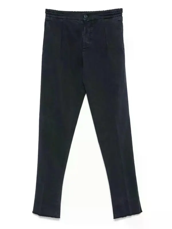 Kiton Pleated Frayed Trousers - Blue