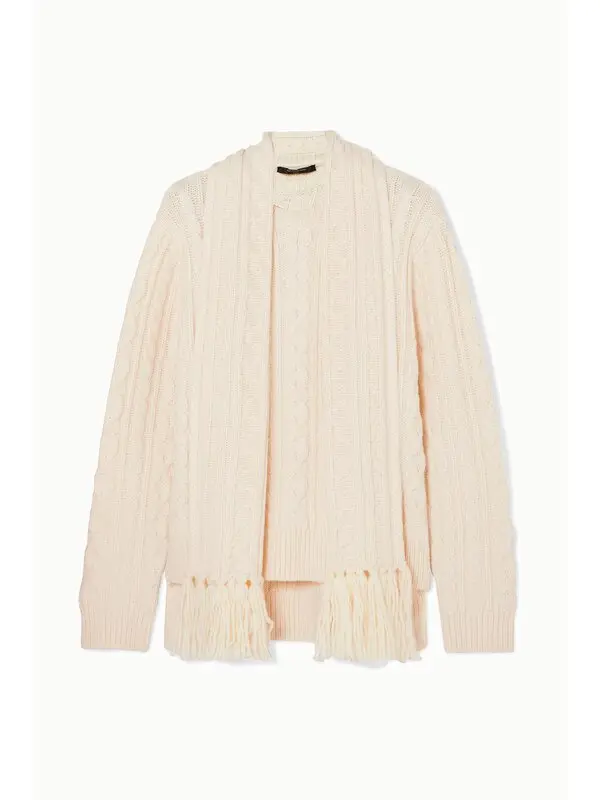 Mother Of Pearl Cable-knit Wool-blend Sweater