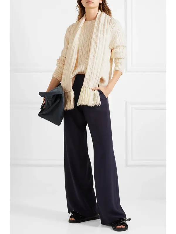 Mother Of Pearl Cable-knit Wool-blend Sweater