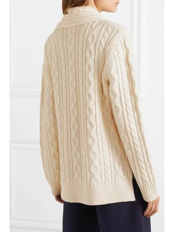 Mother Of Pearl Cable-knit Wool-blend Sweater