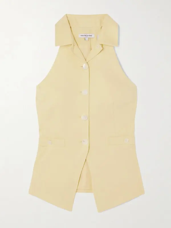 Veronica Beard Orlinda Linen-blend Twill Vest - Yellow