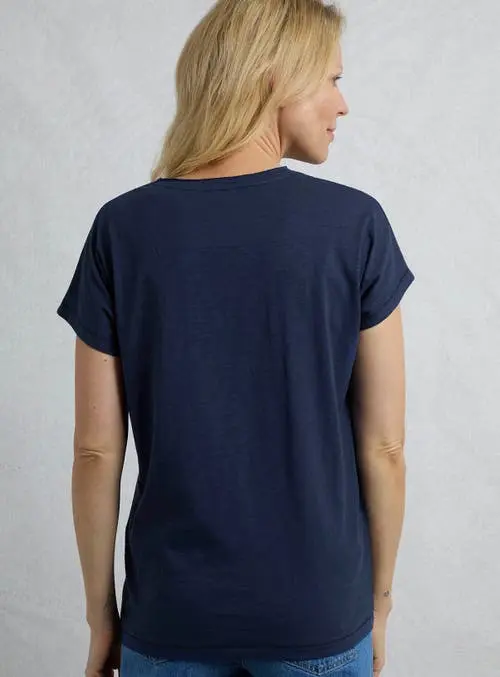 WEIRD FISH Fly Free Slub Graphic T-shirt - Dark Blue