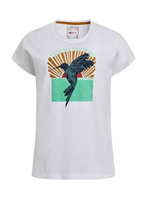 WEIRD FISH Fly Free Slub Graphic T-shirt - White