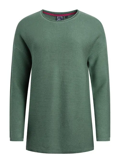 WEIRD FISH Dalla Knitted Crew Neck Jumper - Dark Jade