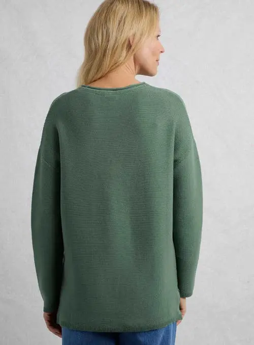 WEIRD FISH Dalla Knitted Crew Neck Jumper - Dark Jade