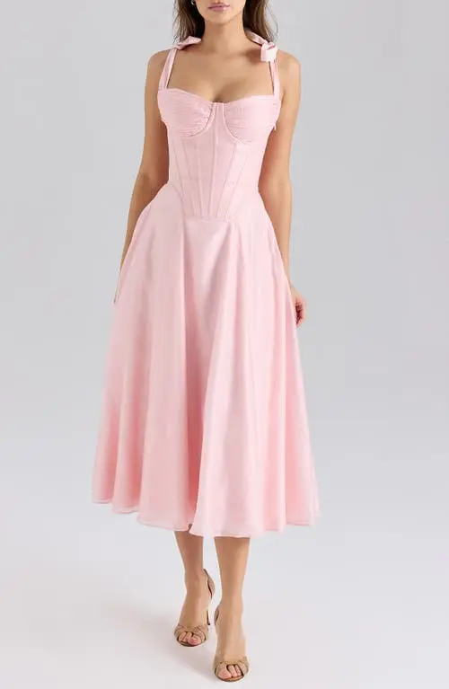 House Of Cb Leia Tie Strap Corset Midi Dress - Pink